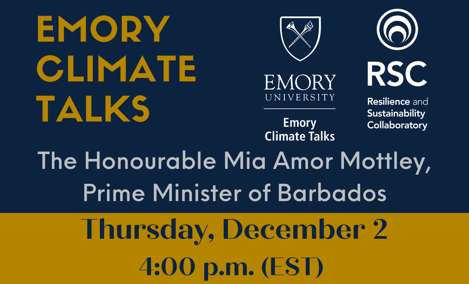 Emory Climate Talks feat. the Honorable Mia Amor Mottley, Prime Minister of Barbados - Global ...