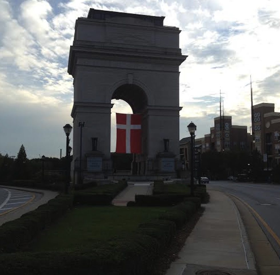 Danish Flag Hangs at Atlantic Station in Honor of Georgia-Denmark ...
